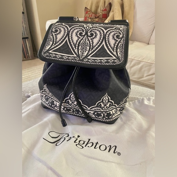 Brighton | Bags | Brighton Black And White Jasmine Leather Catherine Hong Convertible Backpack ...